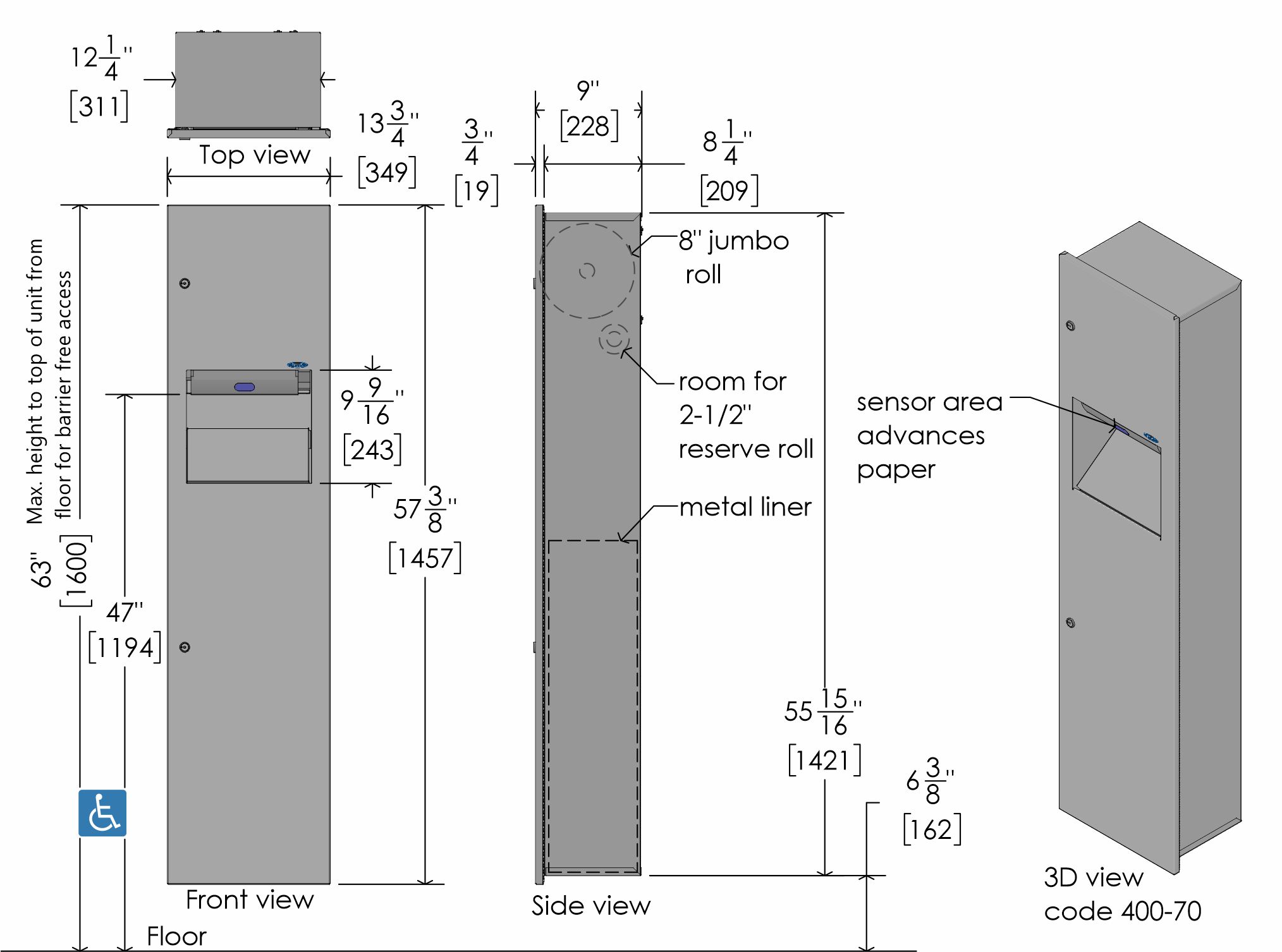 Stainless Steel Combination Hands Free Dispenser/Disposal – Frost