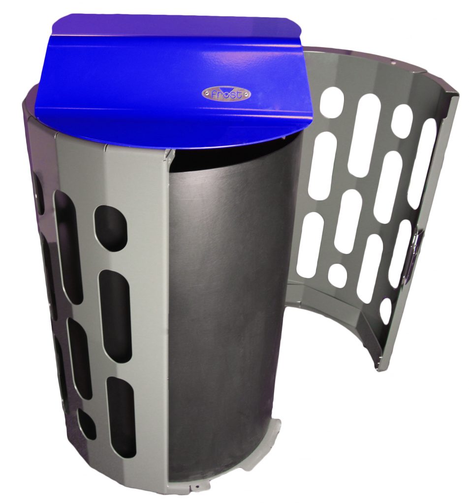 Stingray Outdoor Steel Waste Receptacle – Frost