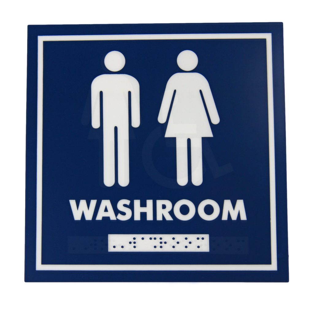 Washroom Signage – Gender Neutral with Braille Emboss – Frost