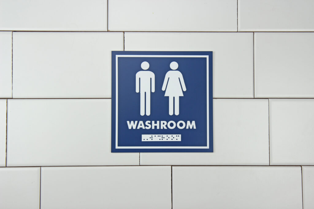 Washroom Signage – Gender Neutral with Braille Emboss – Frost