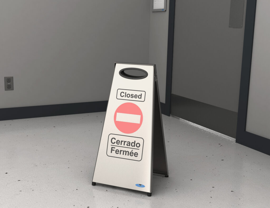 Stainless Steel Closed No Entry Floor Sign – Frost
