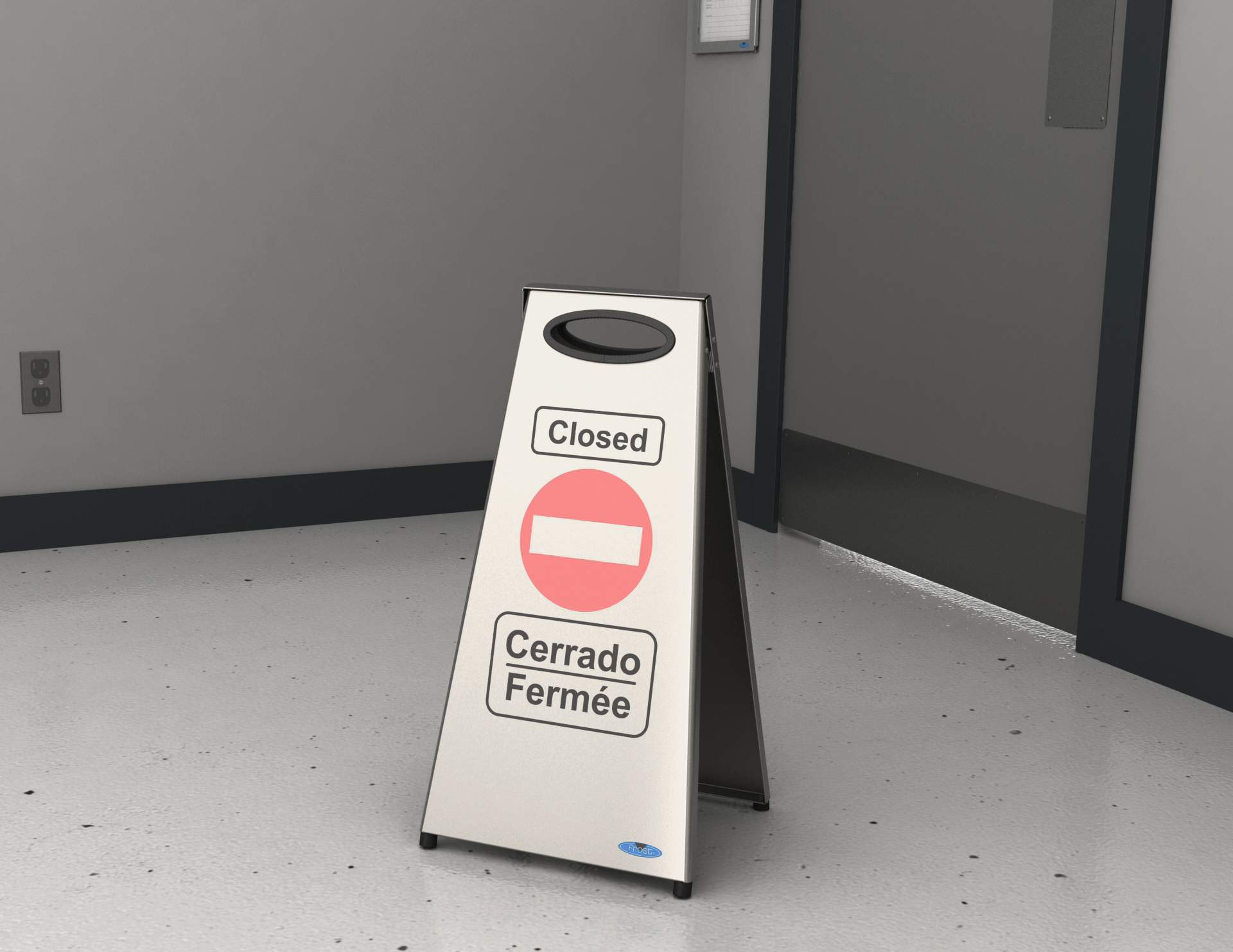 Stainless Steel Closed No Entry Floor Sign – Frost