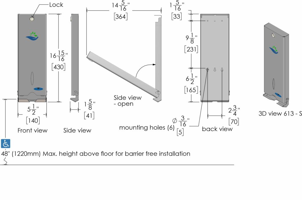 Surface Mounted Free Retail or Commercial Tampon Dispenser – Frost