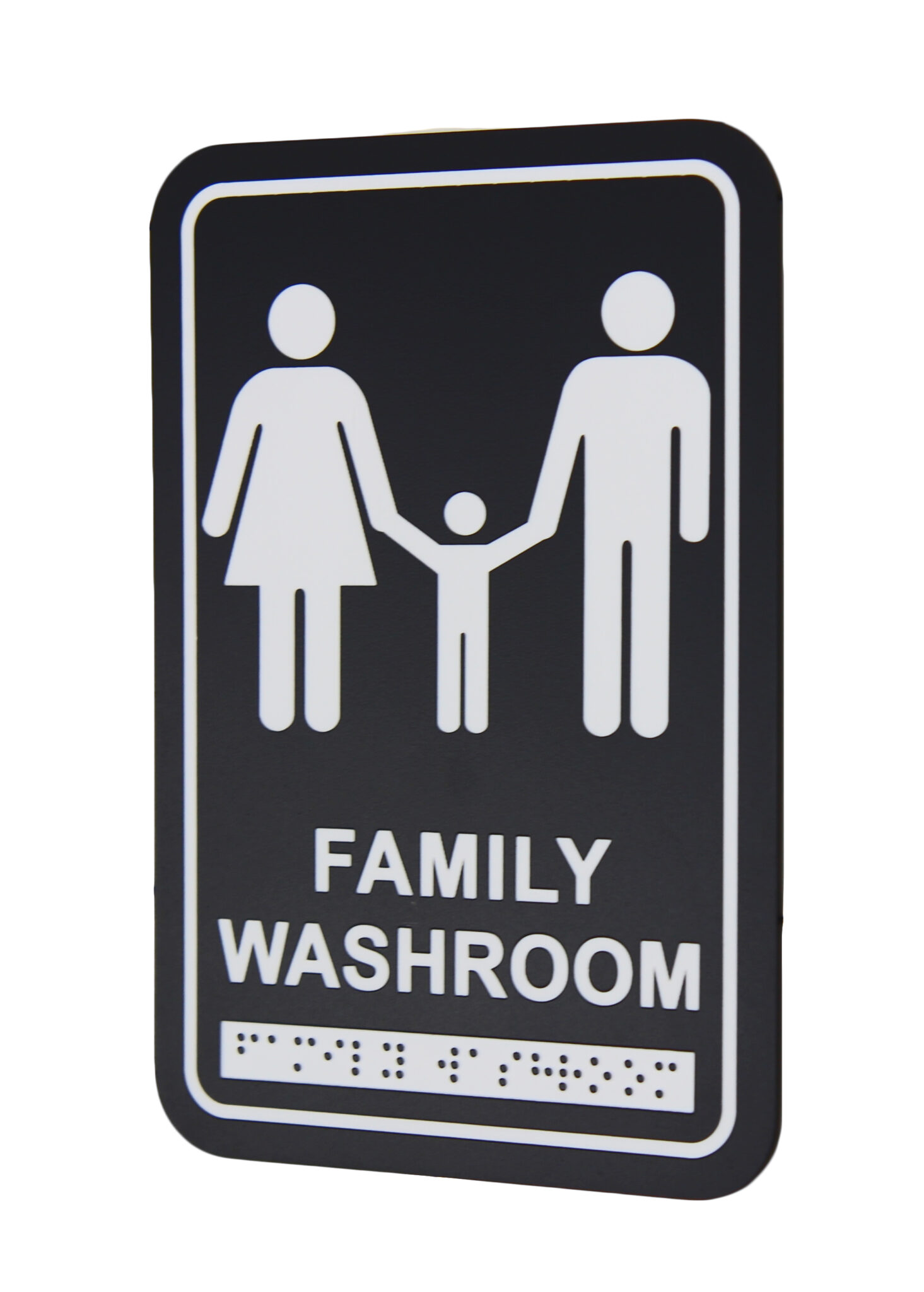 Washroom Signage – Family with Braille Emboss – Frost