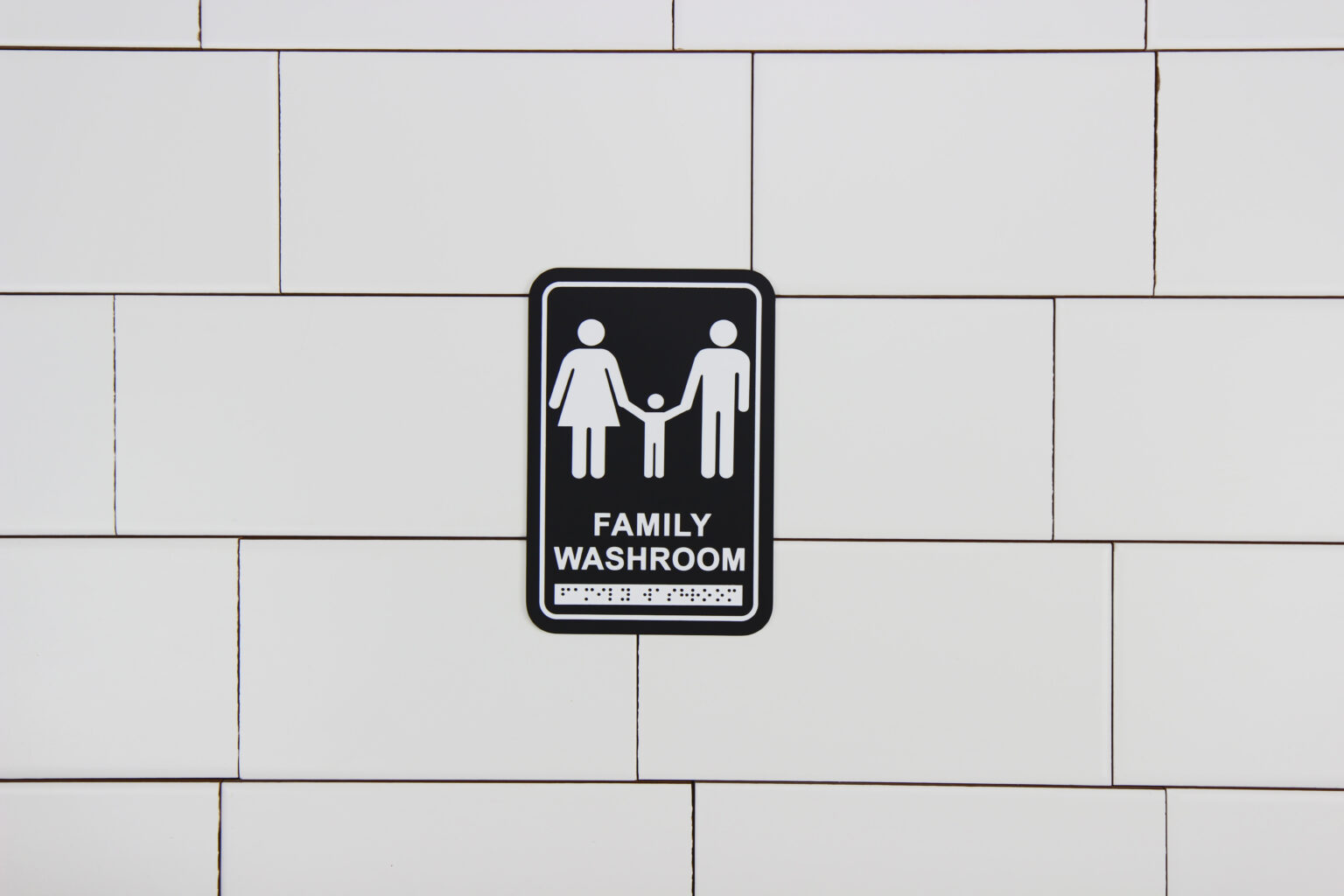 Washroom Signage – Family with Braille Emboss – Frost