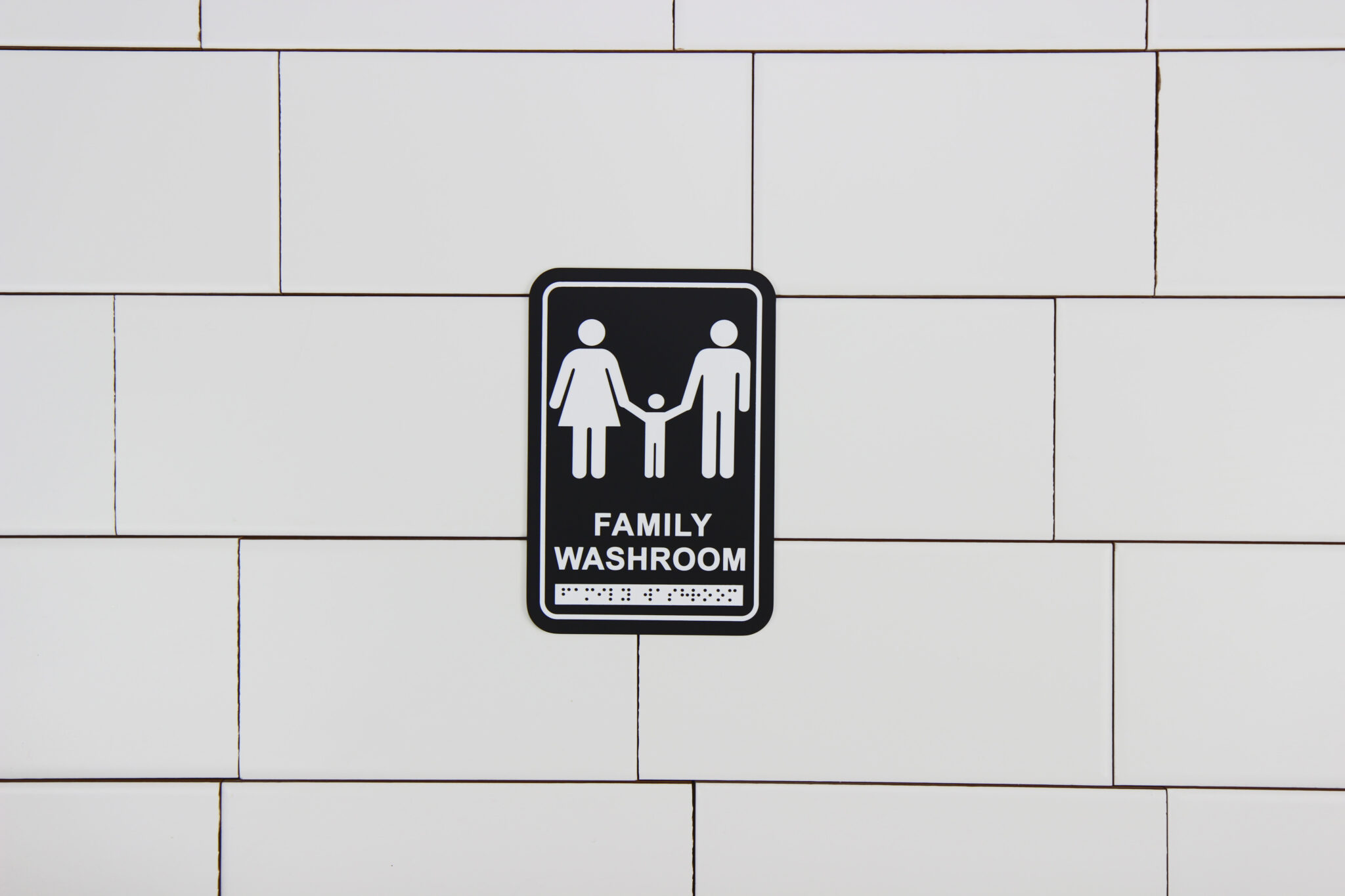 Washroom Signage – Family with Braille Emboss – Frost