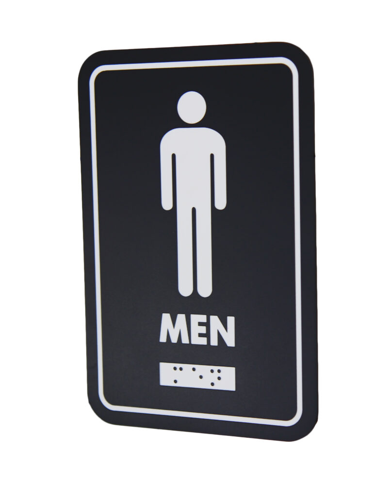 Washroom Signage – Male with Braille Emboss – Frost