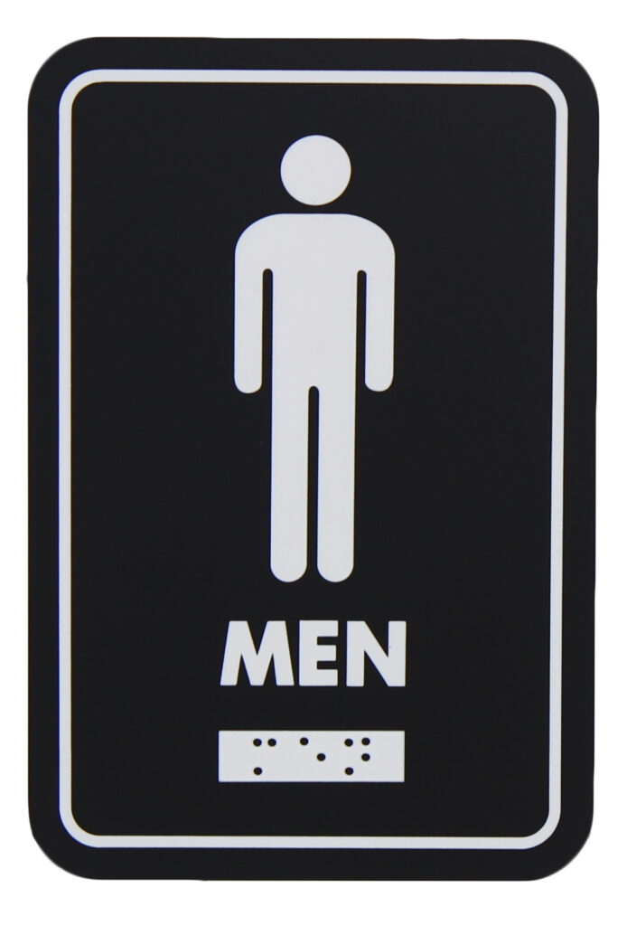 Washroom Signage – Male with Braille Emboss – Frost