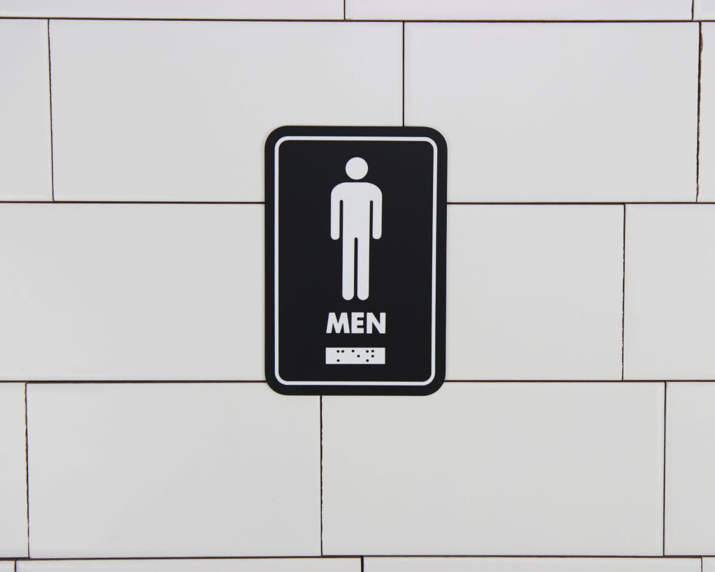 Washroom Signage – Male with Braille Emboss – Frost