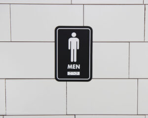 Washroom Signage – Male with Braille Emboss – Frost