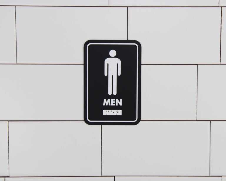 Washroom Signage – Male with Braille Emboss – Frost