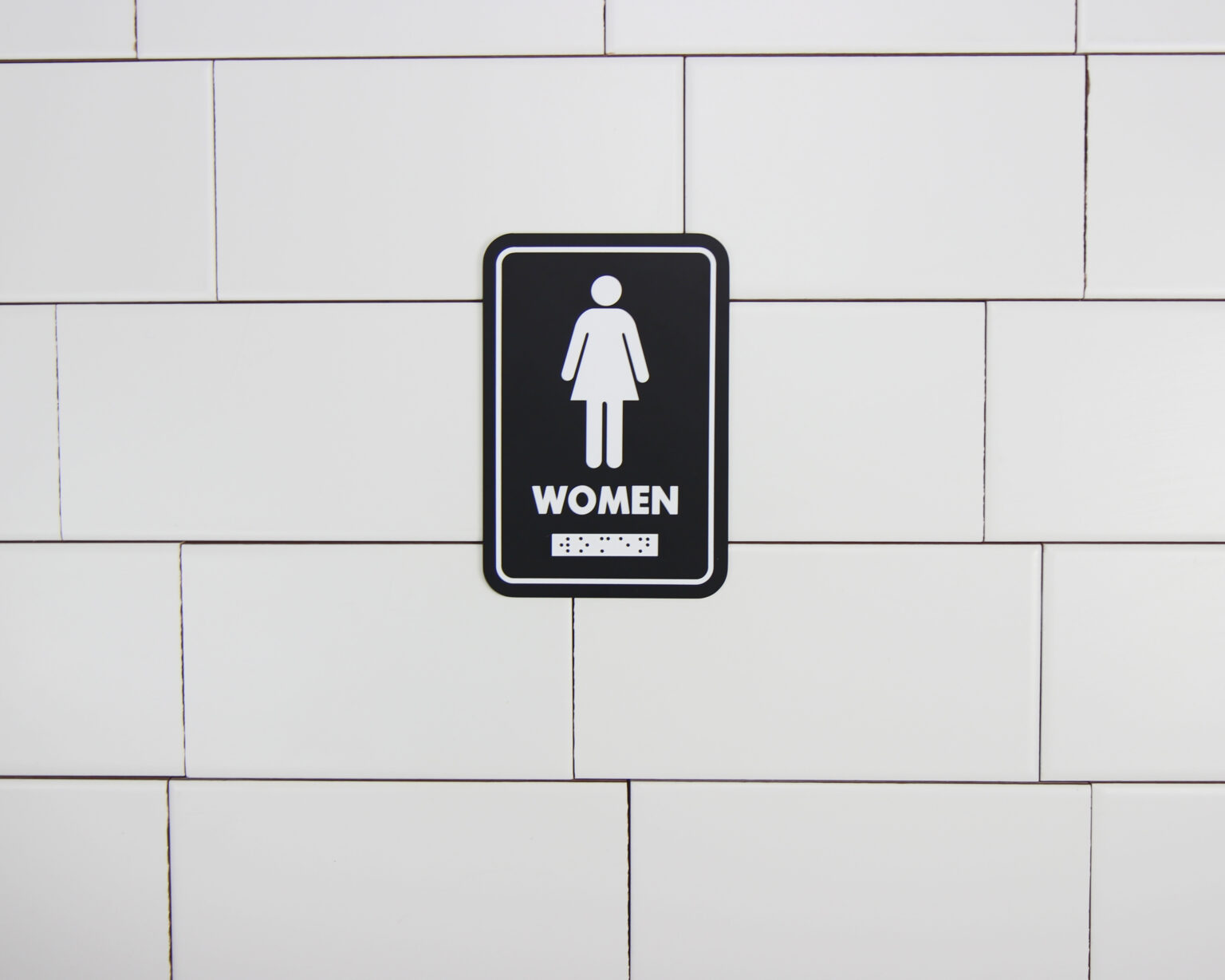 Washroom Signage – Female with Braille Emboss – Frost