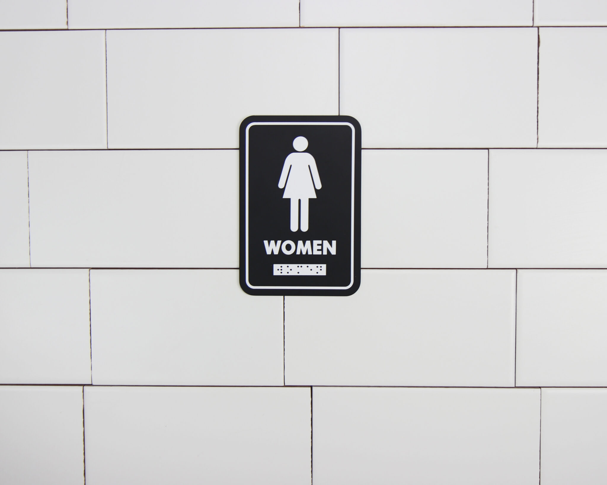 Washroom Signage – Female with Braille Emboss – Frost