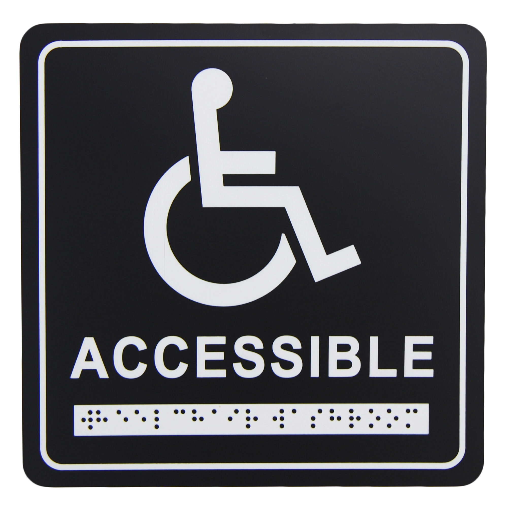 Washroom Signage – Wheelchair with Braille Emboss – Frost