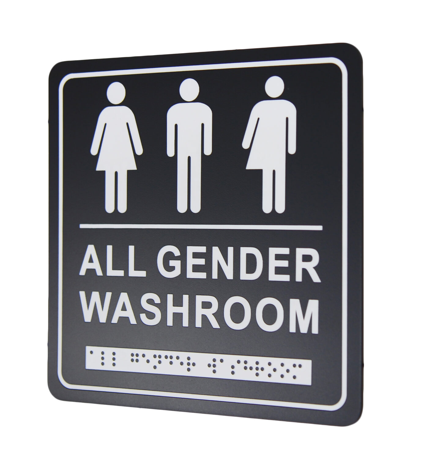 Washroom Signage – Gender Neutral with Braille Emboss – Frost