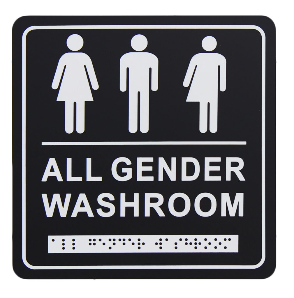 Washroom Signage – Gender Neutral with Braille Emboss – Frost