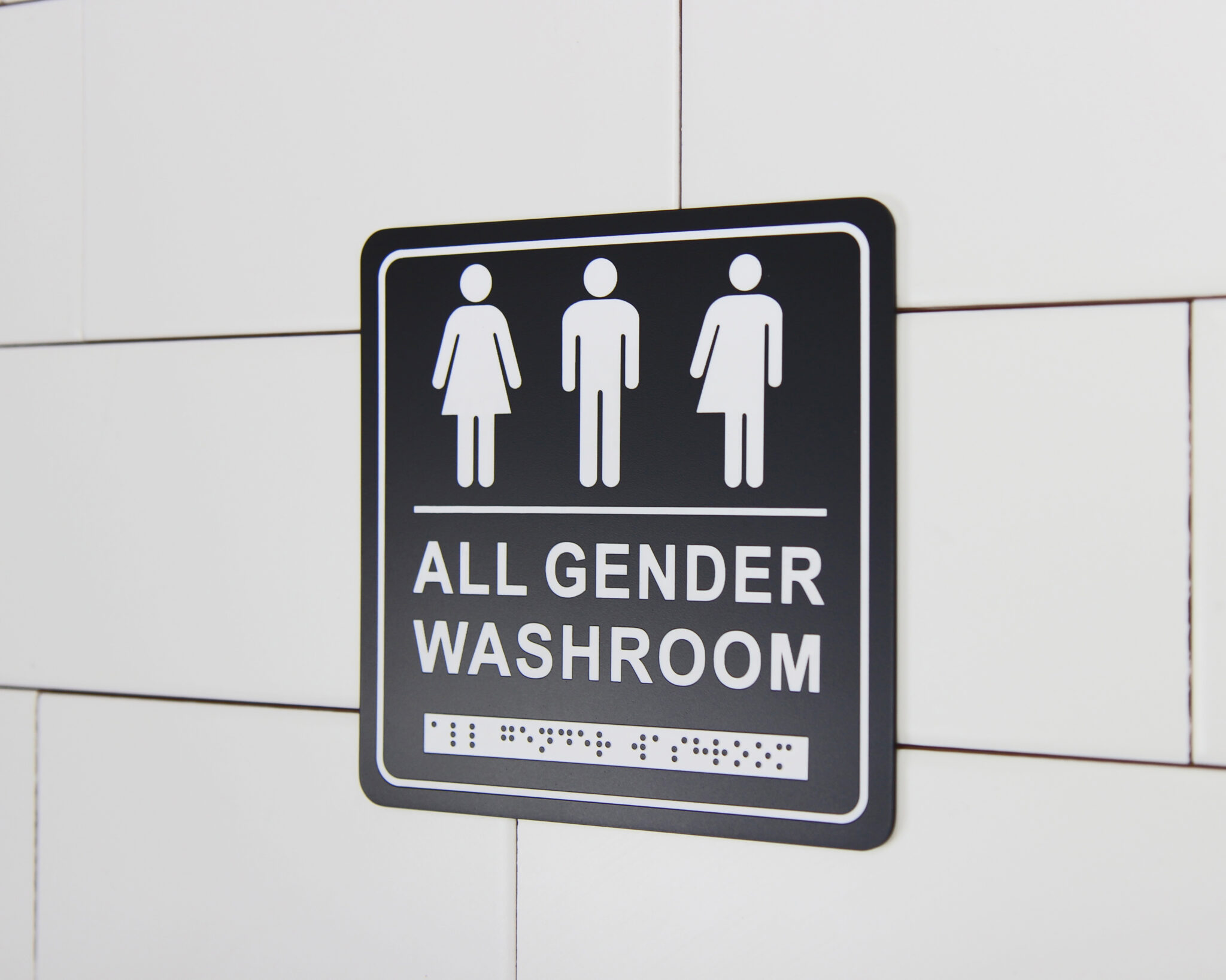 Washroom Signage – Gender Neutral with Braille Emboss – Frost